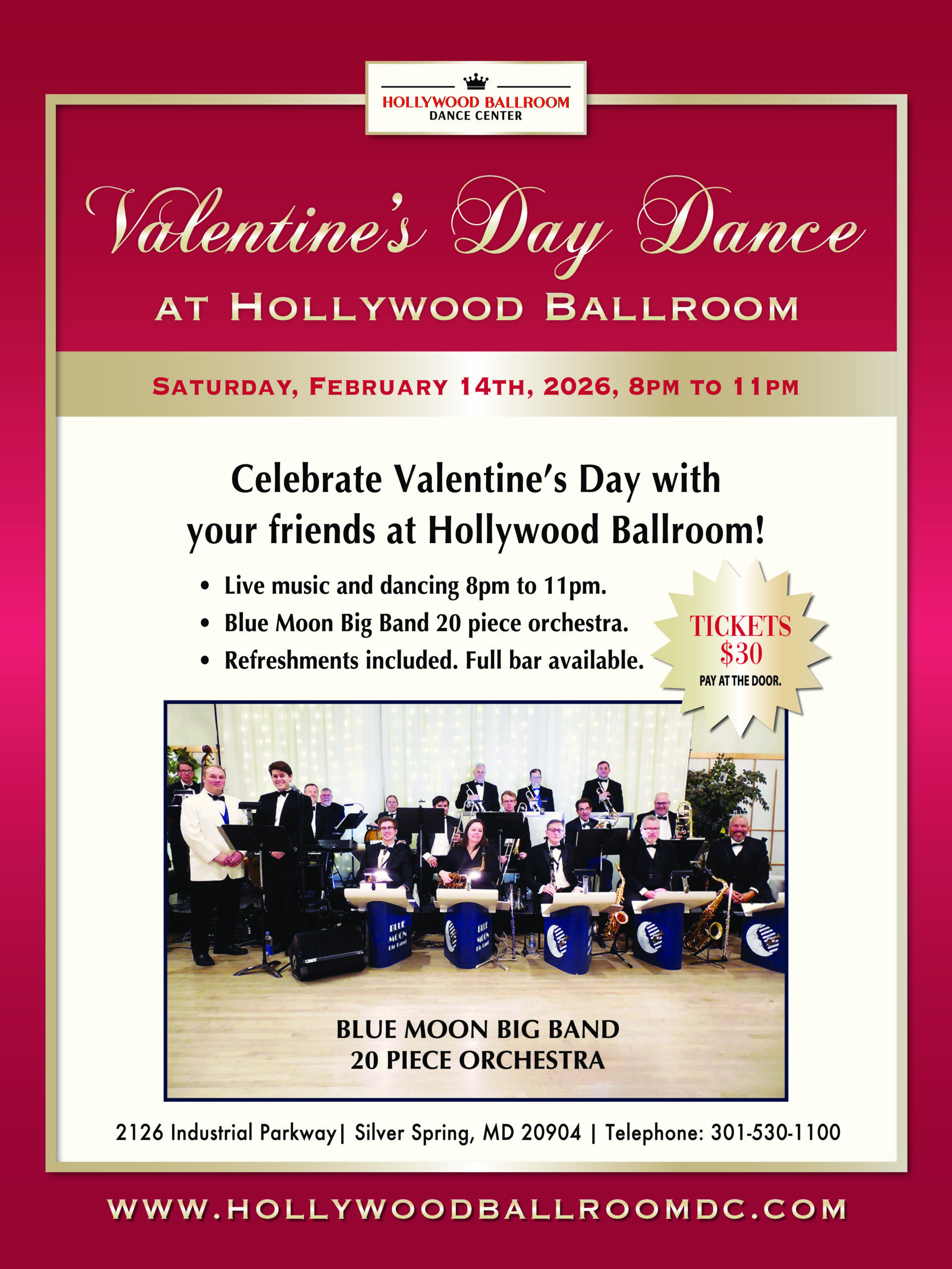 Valentine's Dance - February 14, 2026 – Hollywood Ballroom Dance Center